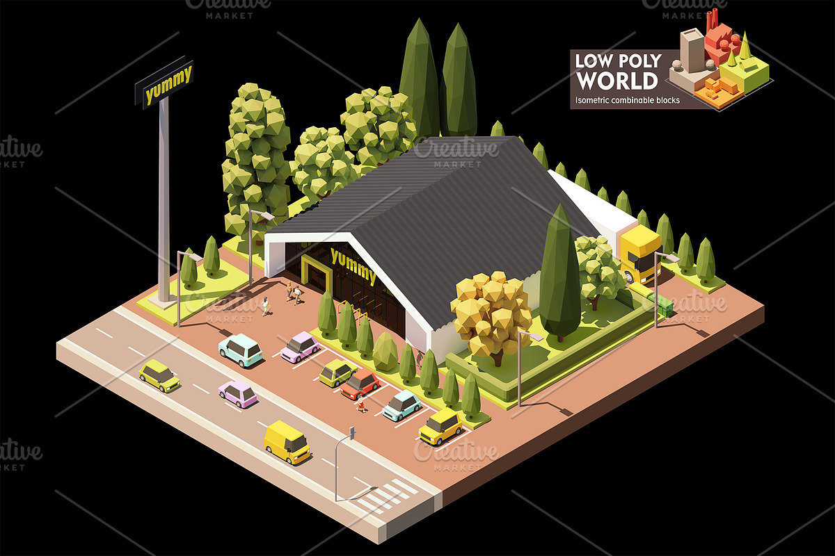 Vector isometric world map elements
