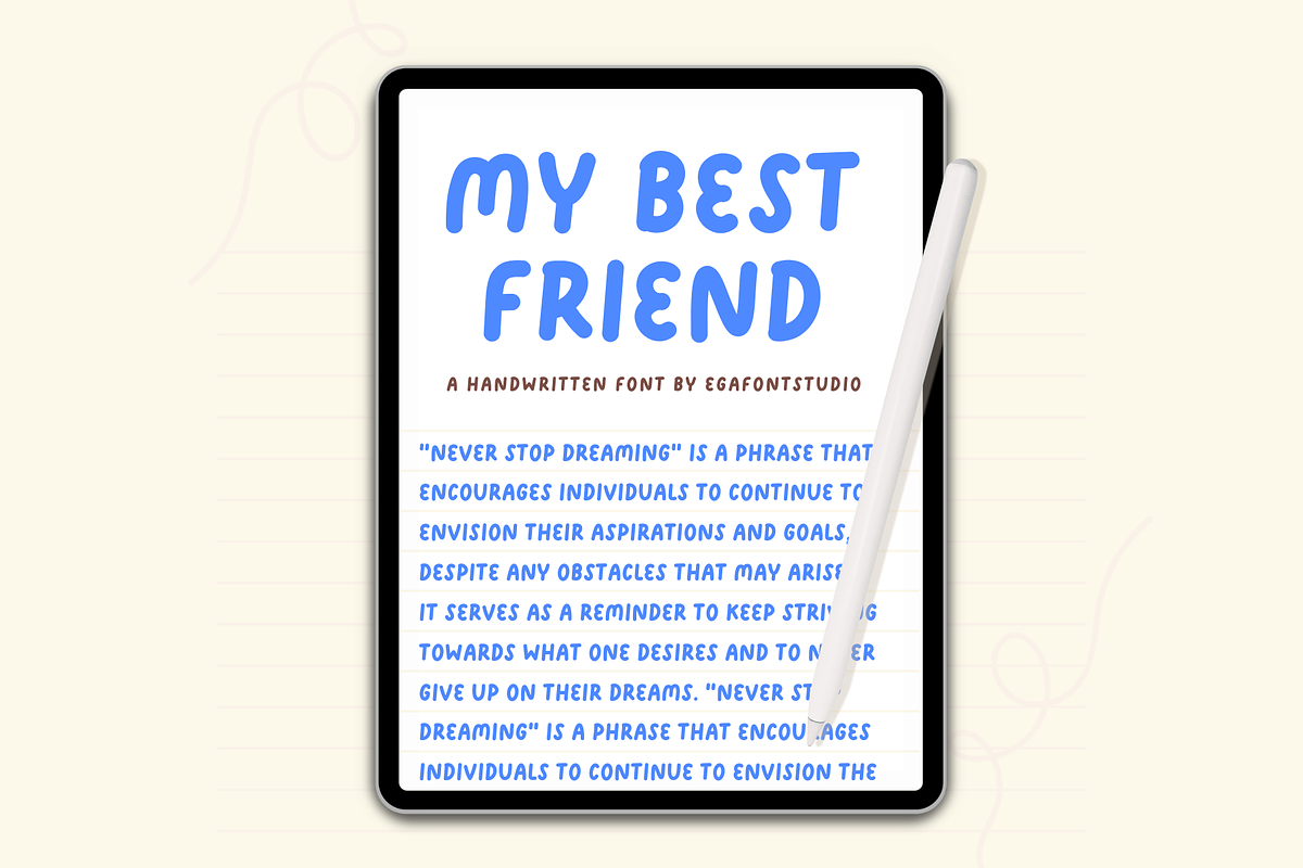 My Best Friend Cute Handwritten Font, a Handwritten Font by EGAFontStudio