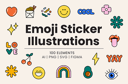 Retro Sticker Pack, a Food Illustration by Alina Sh