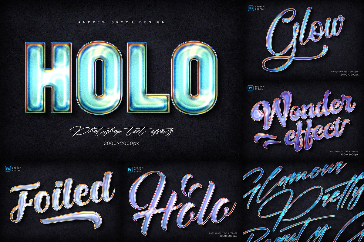 Holographic Text Effects, a Layer Style Add-On by Andrew Skoch Design ...