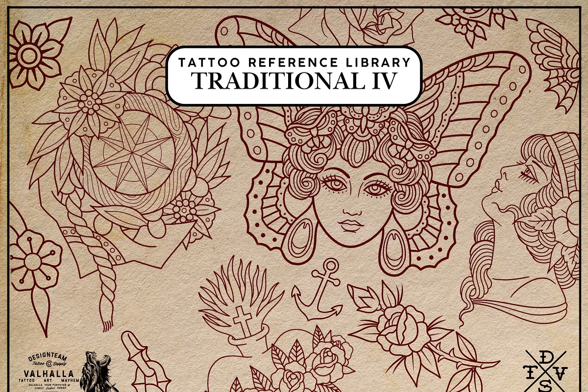 Procreate, Traditional tattoos IV, a Brush Add-On by Studio.Valhalla