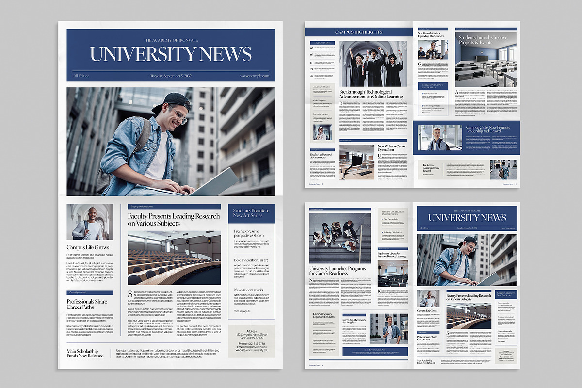 University Newsletter Template, a Brochure Template by BrandPacks