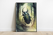 Scarab Beetle Insect Art Print, a Wallpaper Graphic by DigitalFad