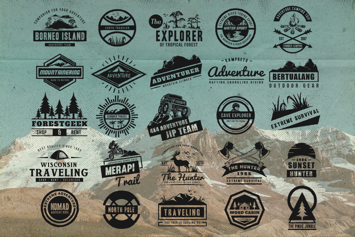 50 Retro Adventure Logo, a Branding & Logo Template by TSV Creative
