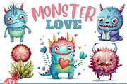 Cute Watercolor Monster Clipart, a Graphic by JBArt Clipart