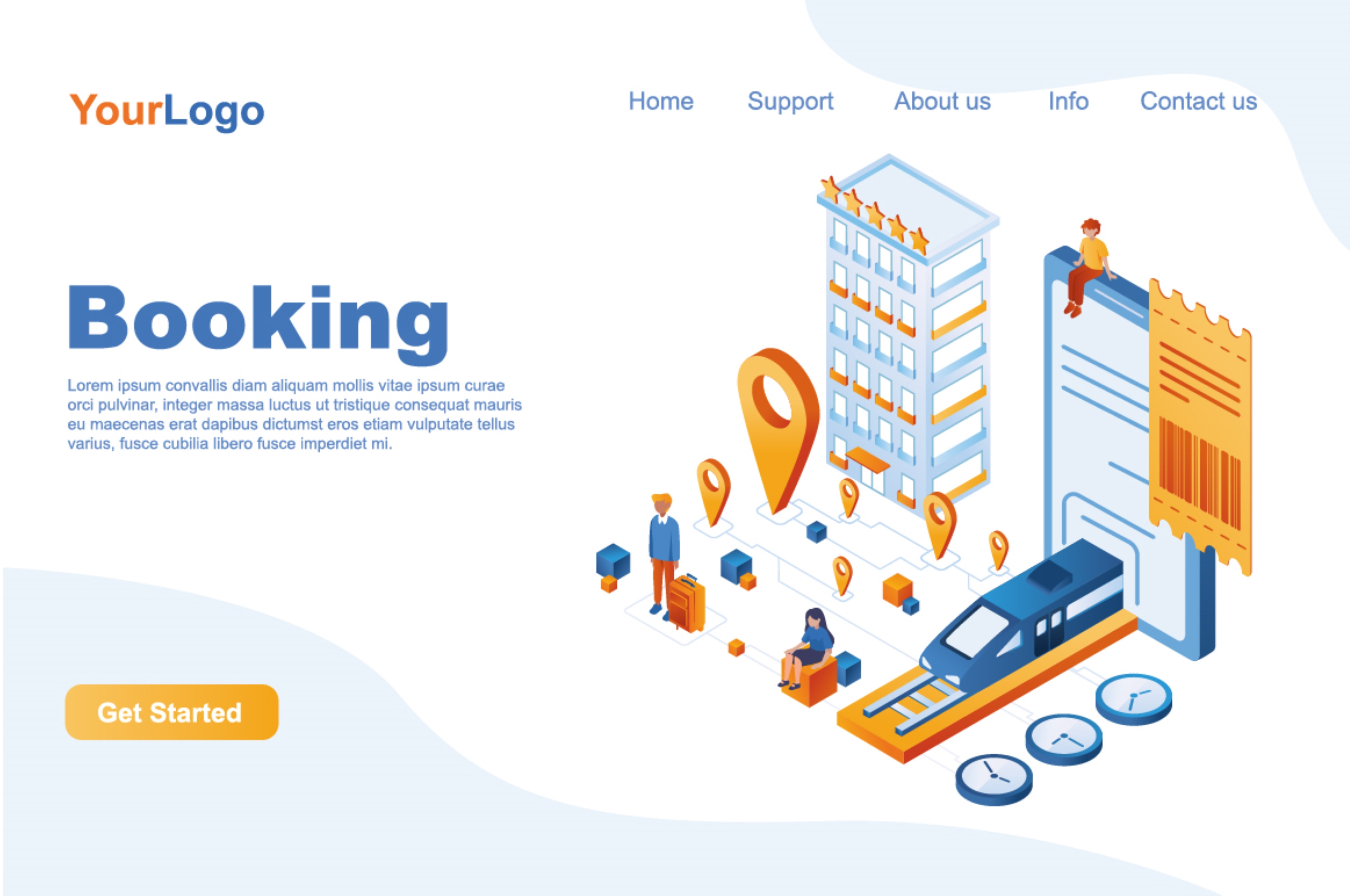 Booking isometric landing template | People Illustrations ~ Creative Market