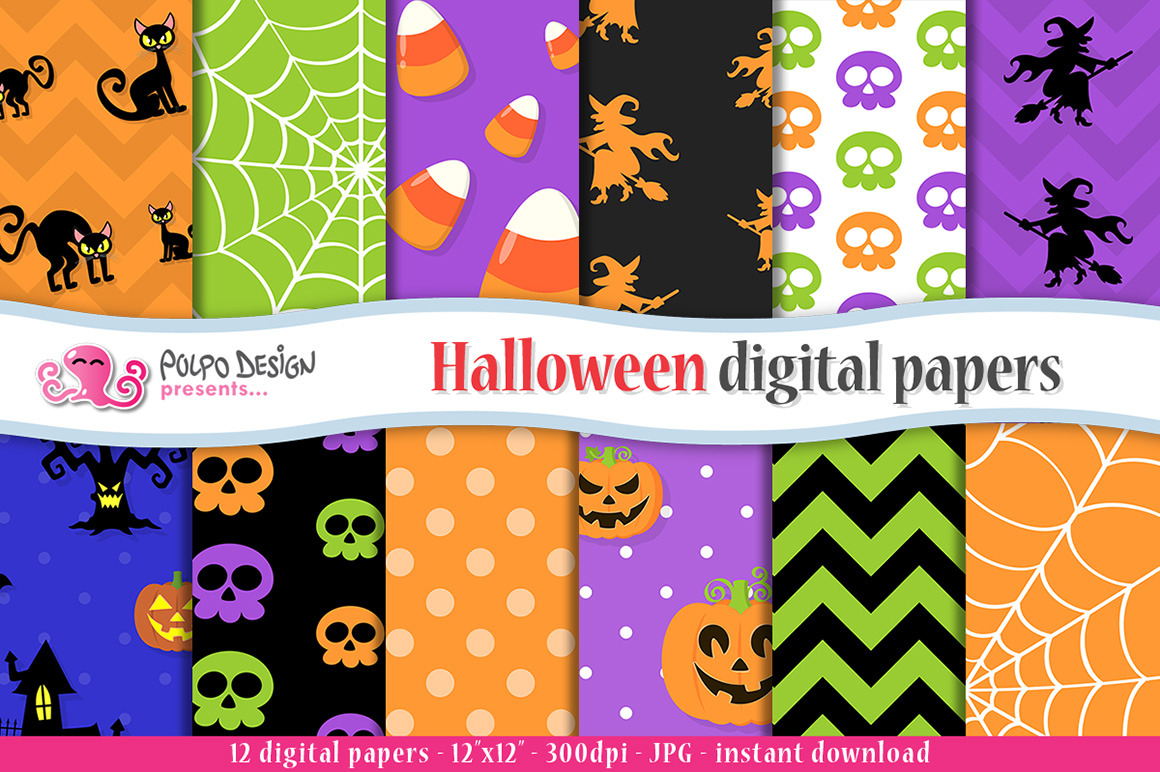 Halloween Digital Paper, a Pattern Graphic by PolpoDesign