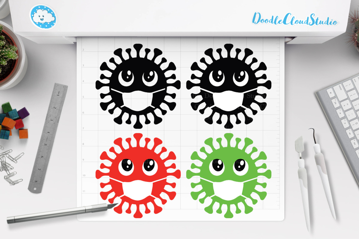 Virus SVG, Disease With Mask SVG., an Illustration by Doodle Cloud Studio