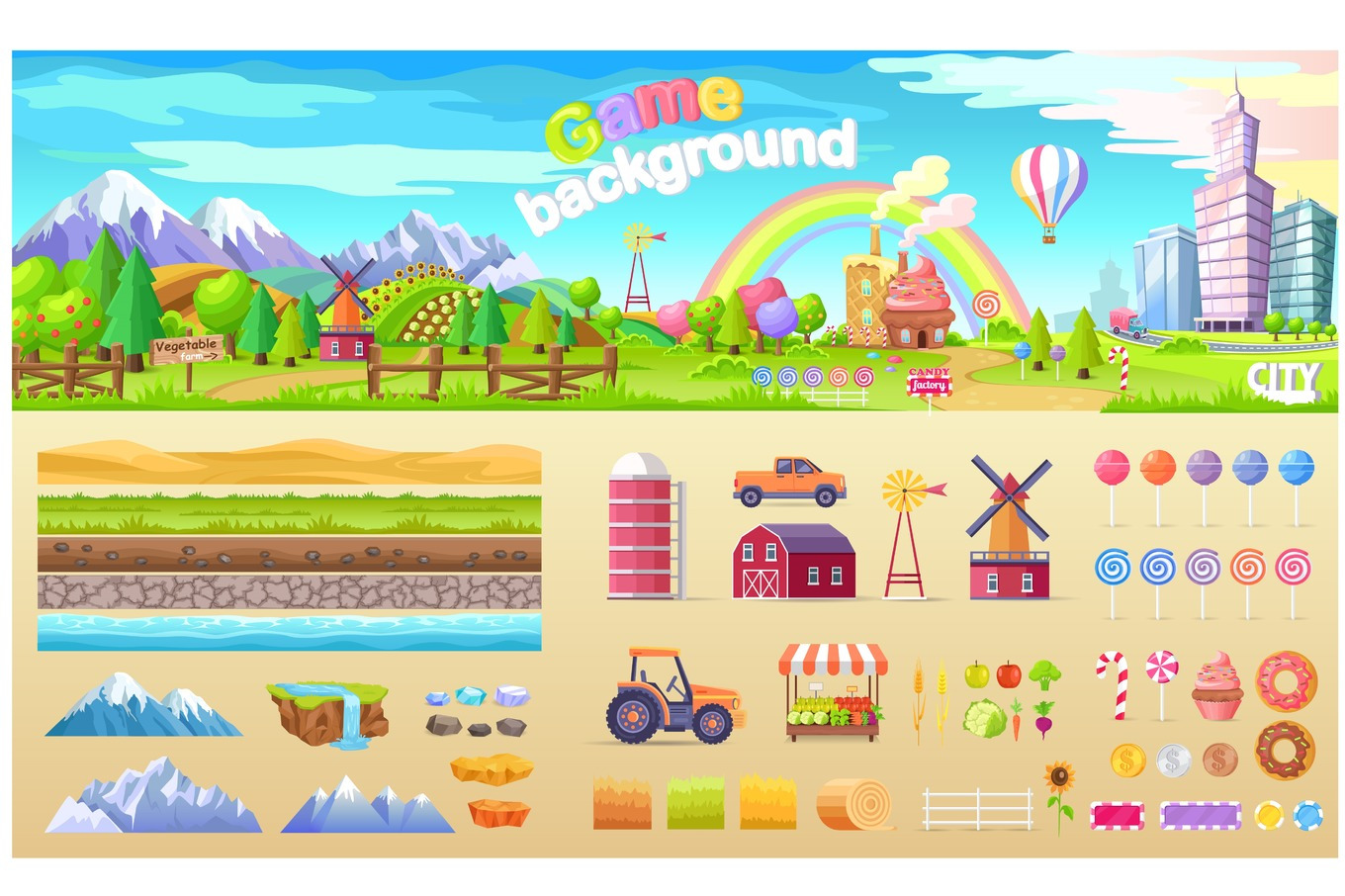 Game Background Set of Urban Playground Structure, an Object Graphic by ...