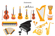 Musical Instruments Clipart + BONUS, an Object Illustration by mejorana