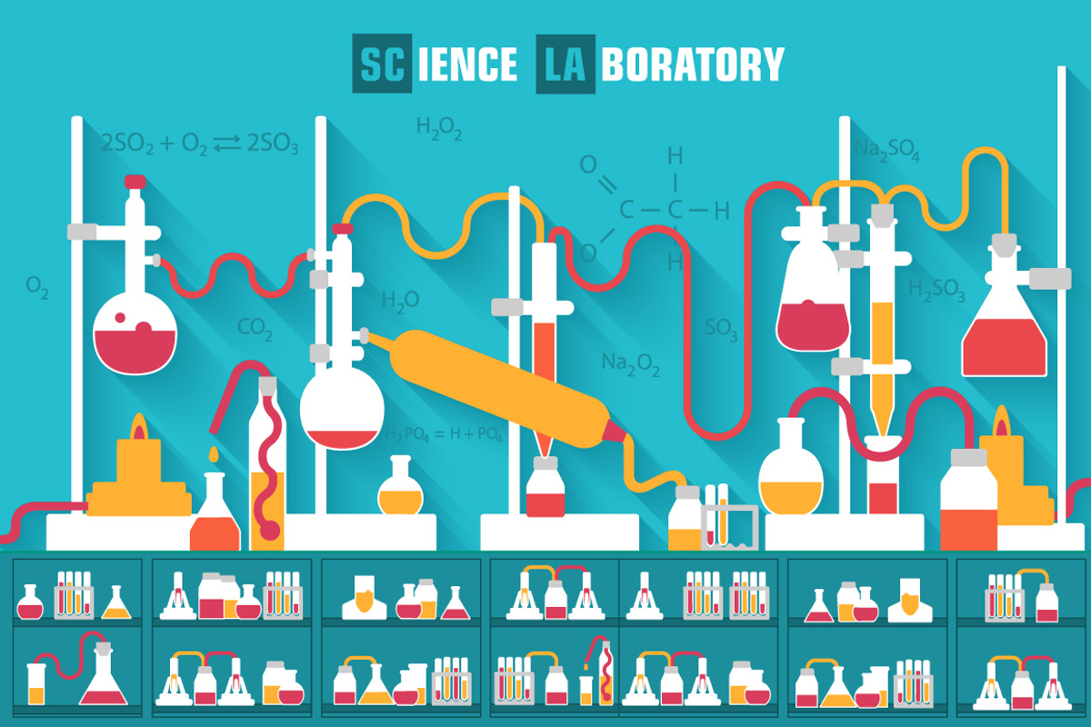 retro science laboratory vector, an Illustration by LineTale