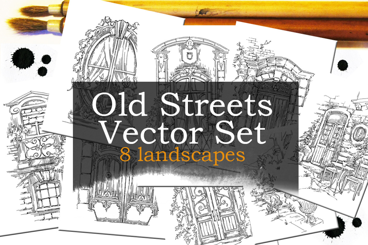 Set of Old Street landscapes, a Texture Illustration by Penndpaper
