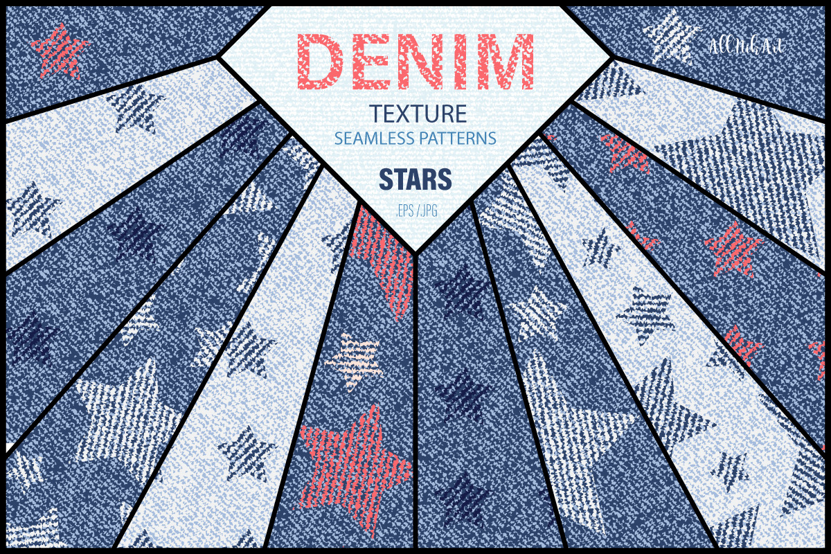Denim Stars Texture Seamless Pattern, a Pattern Graphic by AllNikArt