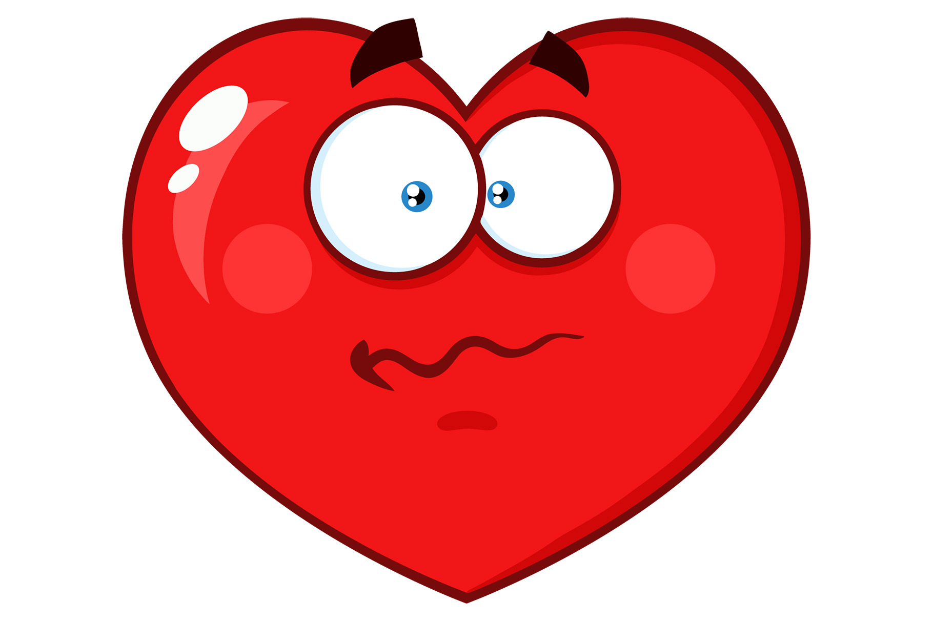 Worried Red Heart Cartoon Emoji Face, a Healthcare Illustration by HitToon
