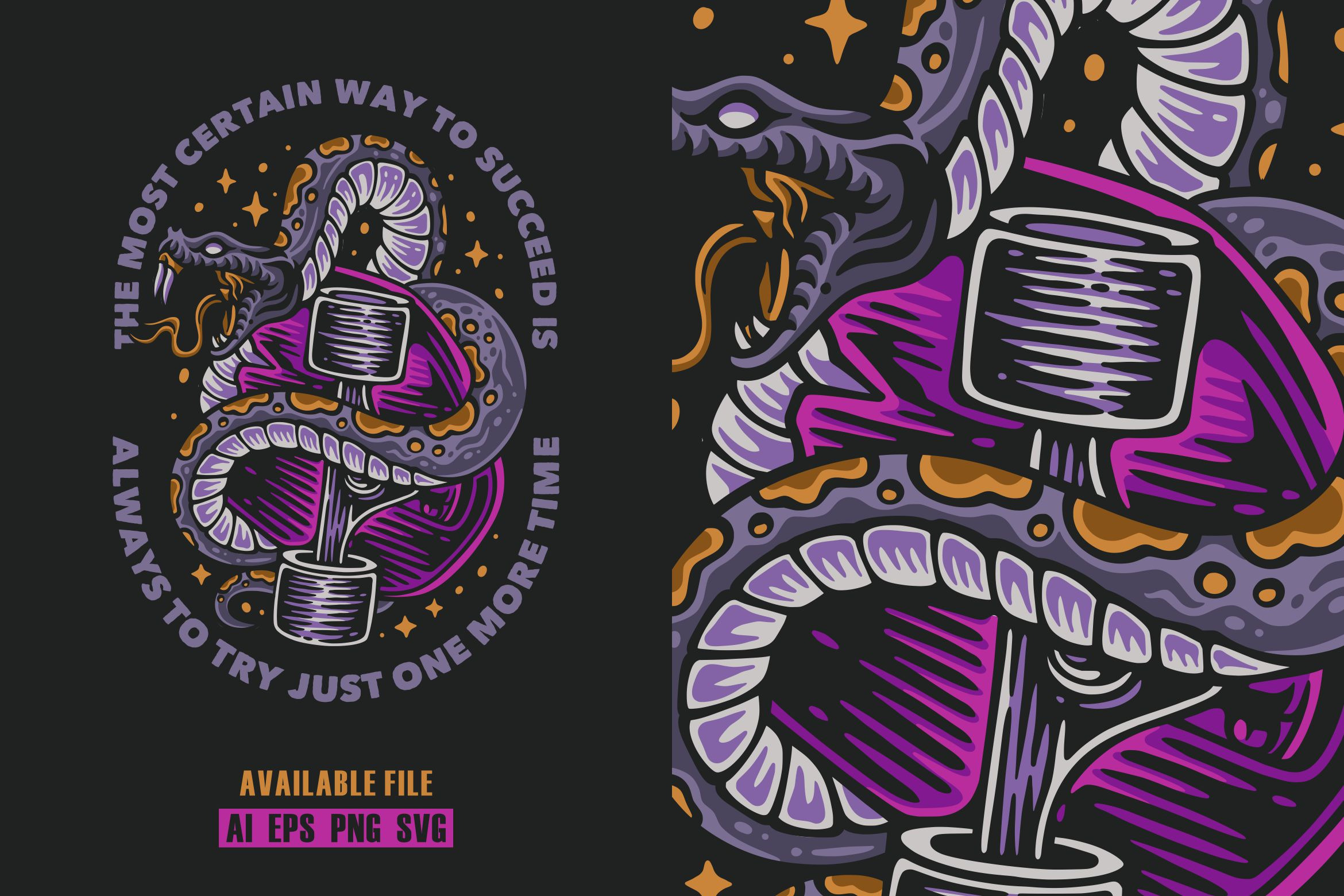 Skateboard With Snake Vector