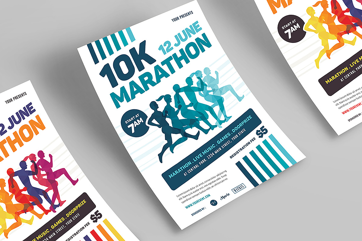 Marathon Event Flyer Template, a Flyer Template by VectorVactory