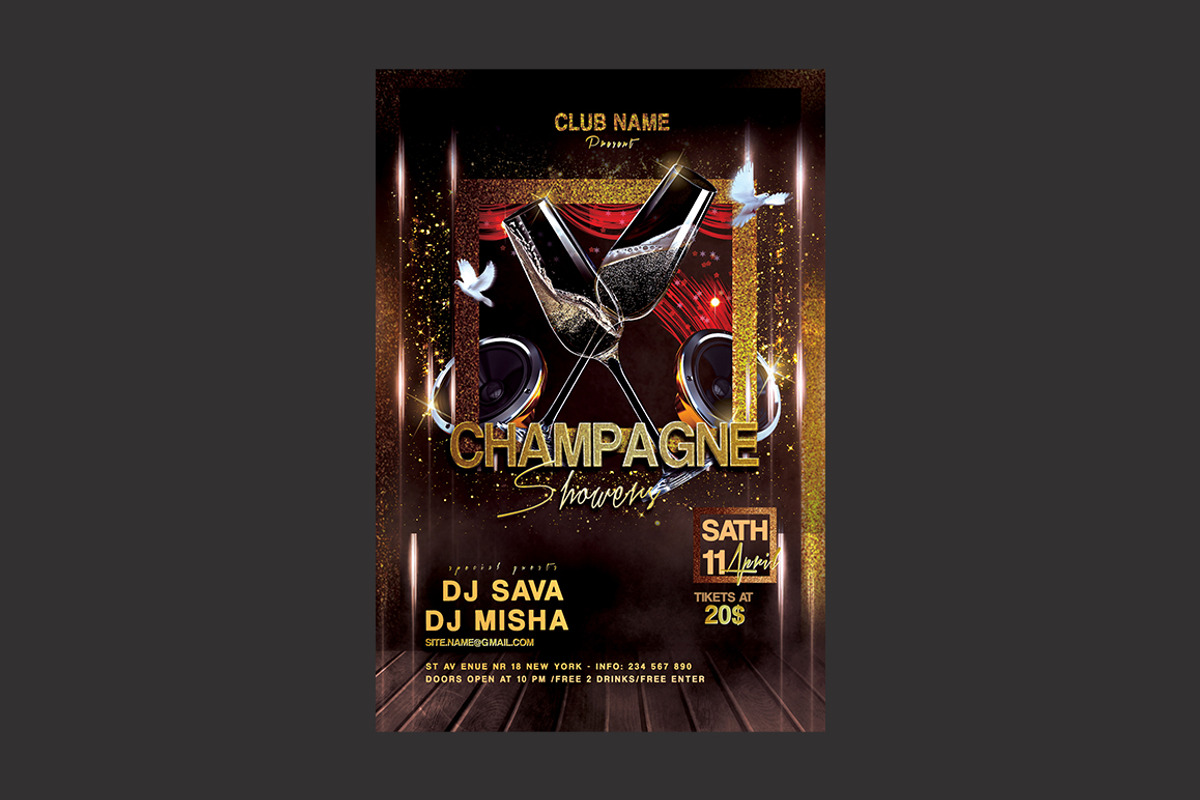 Champagne Party Flyer, a Flyer Template by DSGraphicDesign