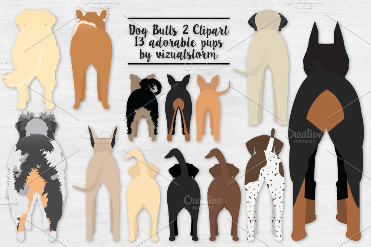 Dog Butt Illustrations V2, an Illustration by VizualStorm