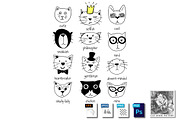 12 super cute cats, an Animal Illustration by CatMadePattern