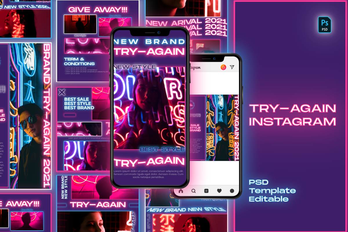 Try-Again Instagram Template, a Social Media Template by Inkofert ...