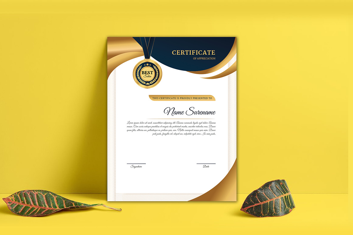 Simple Certificate Design Template, a Stationery Template by MRI STUDIO