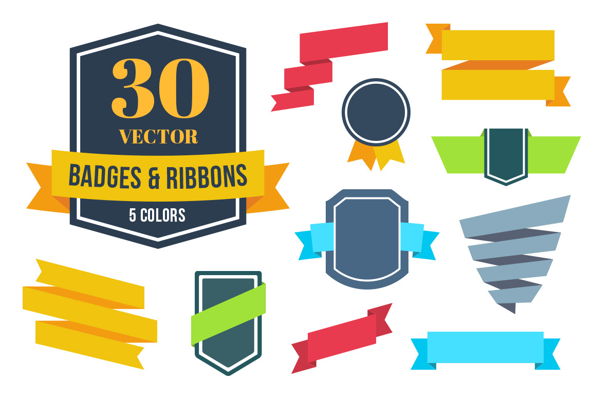 Vector flat ribbons and badges, an Object Graphic by yurlick