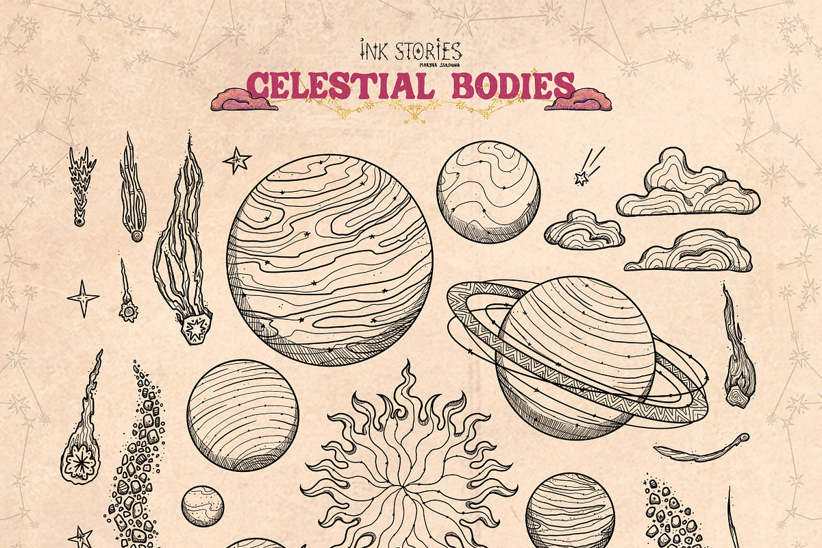 Celestial Bodies, an Object Illustration by Ink Stories