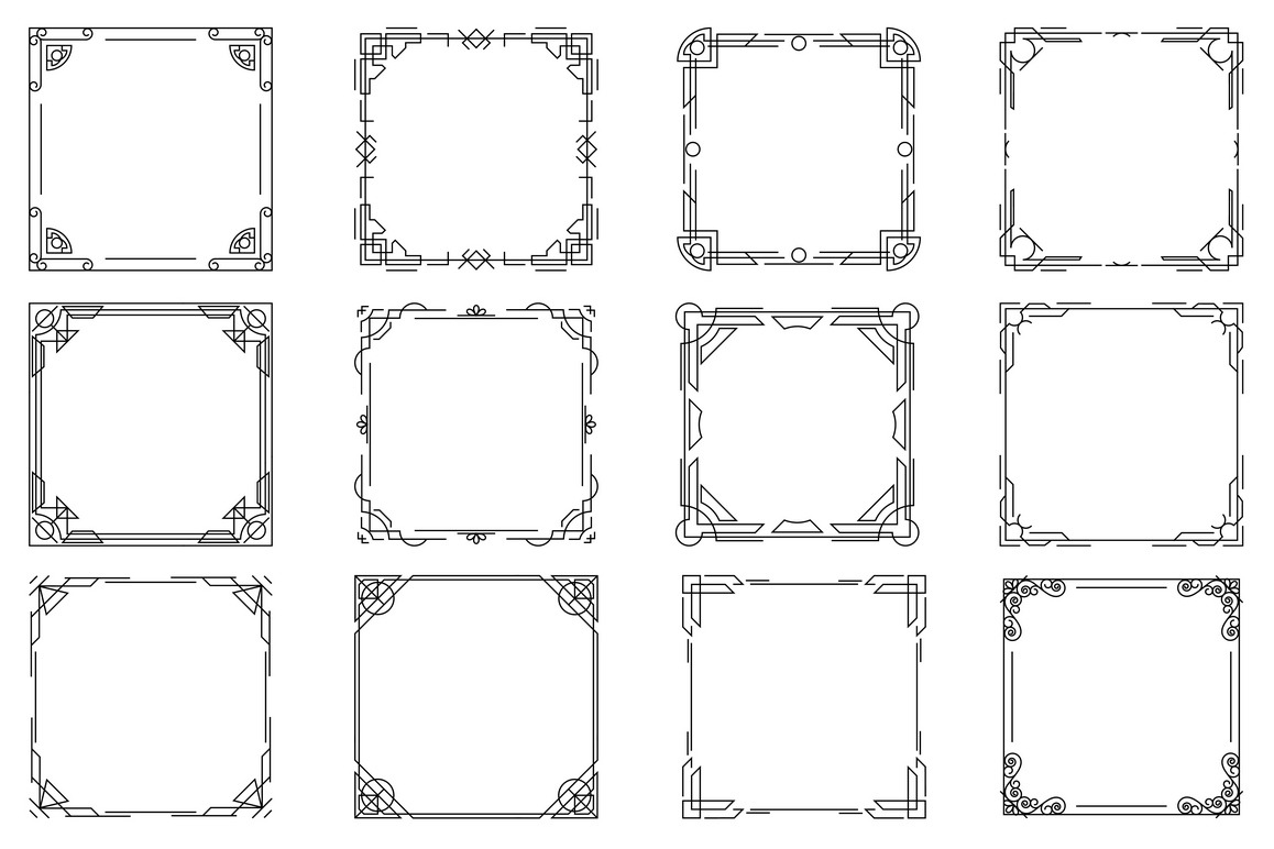 Thin line geometric frames | Outline Icons ~ Creative Market