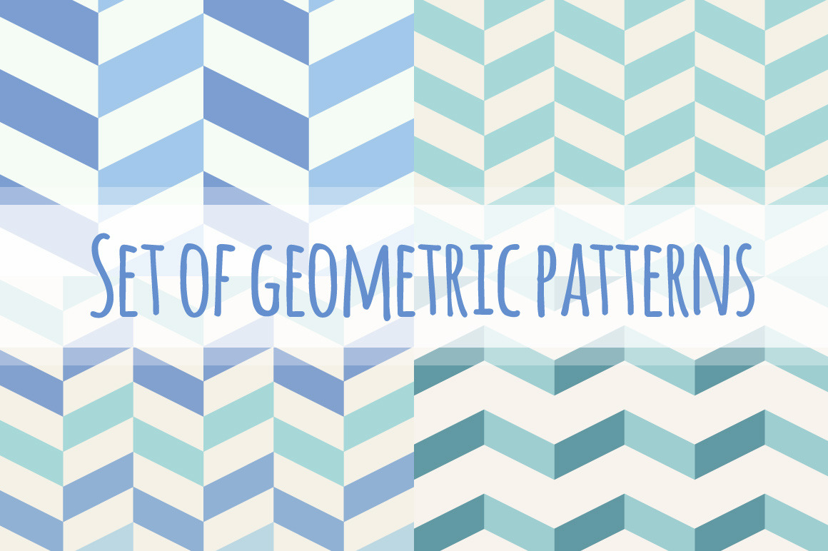 Set of blue geometric patterns, a Pattern Graphic by nenochka