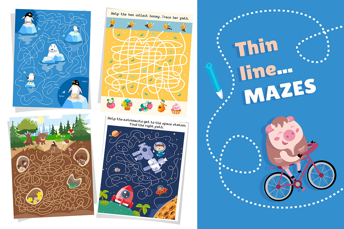 53 Funny Mazes for Kids | Creative Market