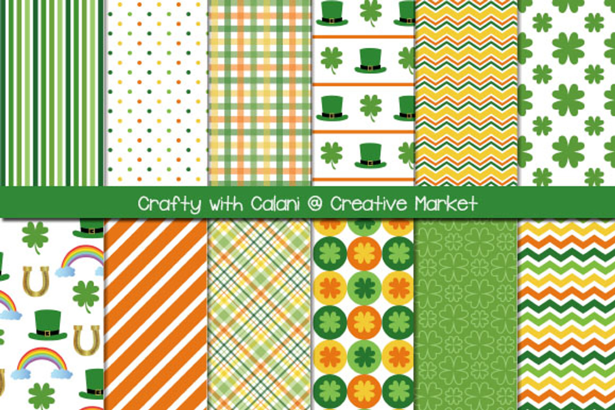 St Patrick's Day Digital Paper, a Pattern Graphic by Crafty with Calani