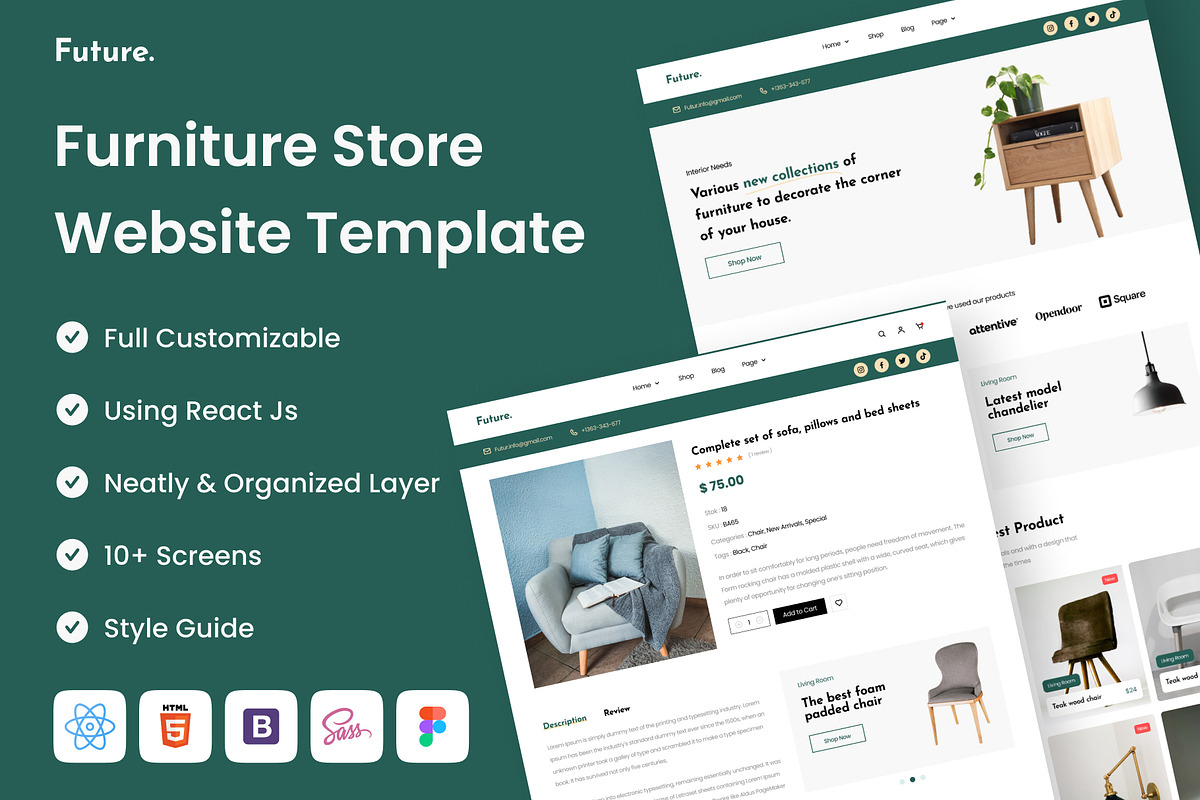 Website Template React for Furniture, a HTML Template by Minialis