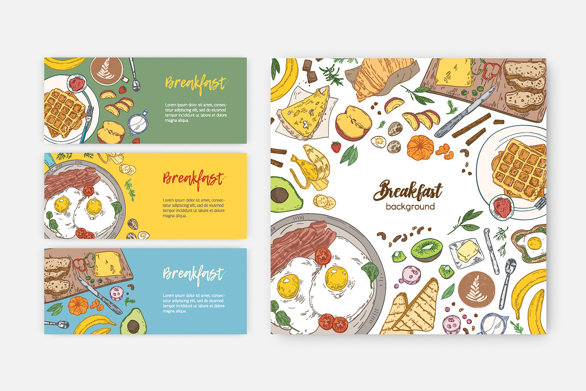 Breakfast backgrounds and banners, a Decorative Illustration by Good Studio