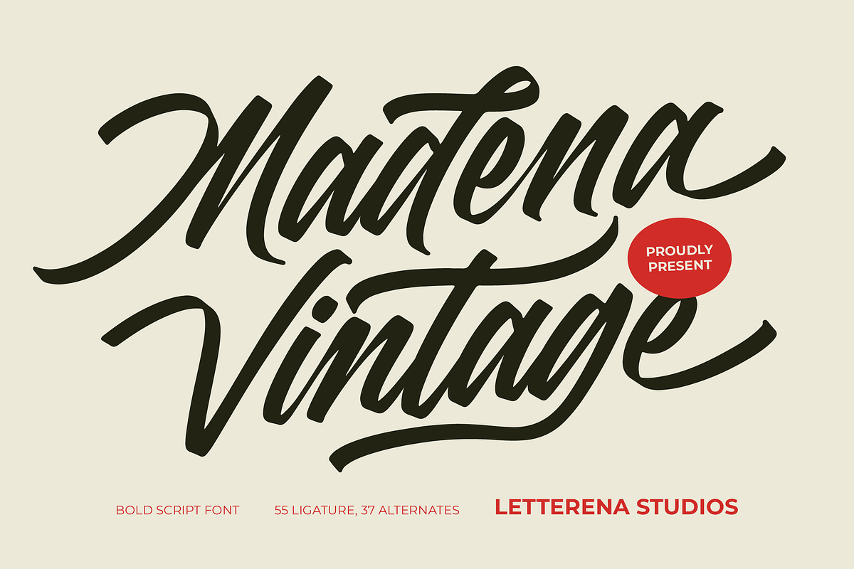 Madena Vintage Bold Script Font, a Script Font by Letterena Studios Script