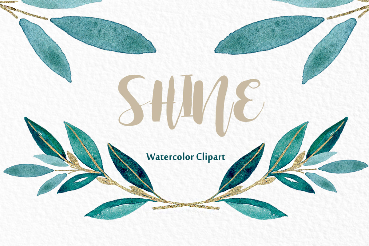 Shine gold leaves Watercolor clipart, an Illustration by LABFcreations