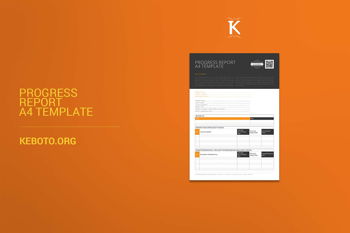 Progress Report A4 Template, a Templates & Theme by Keboto