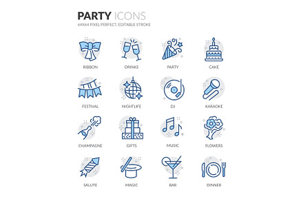 Line Party Icons, a Decorative Illustration by Davooda