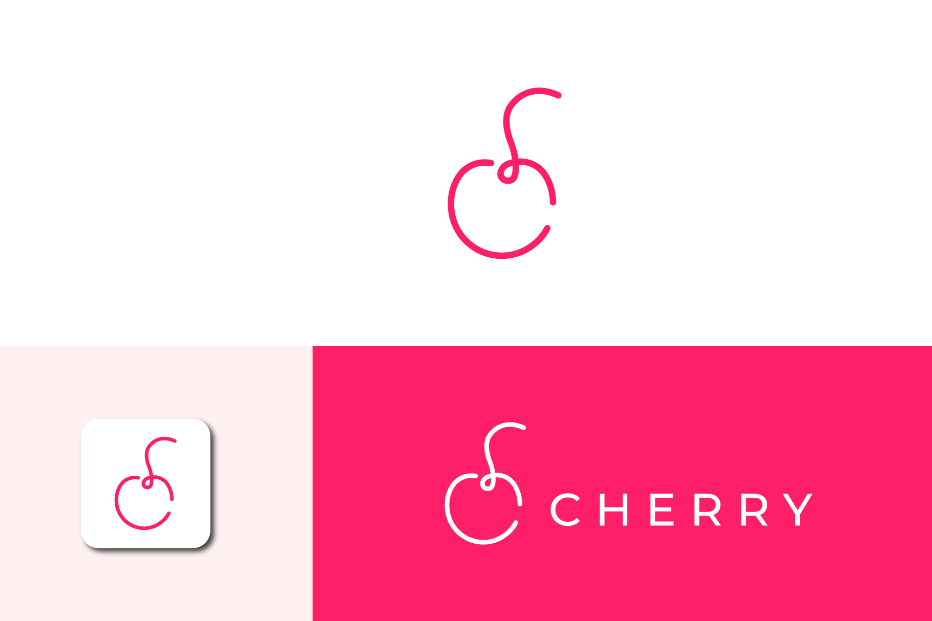 Minimalist icon logo of a cherry, a Branding & Logo Template by idesign_4u