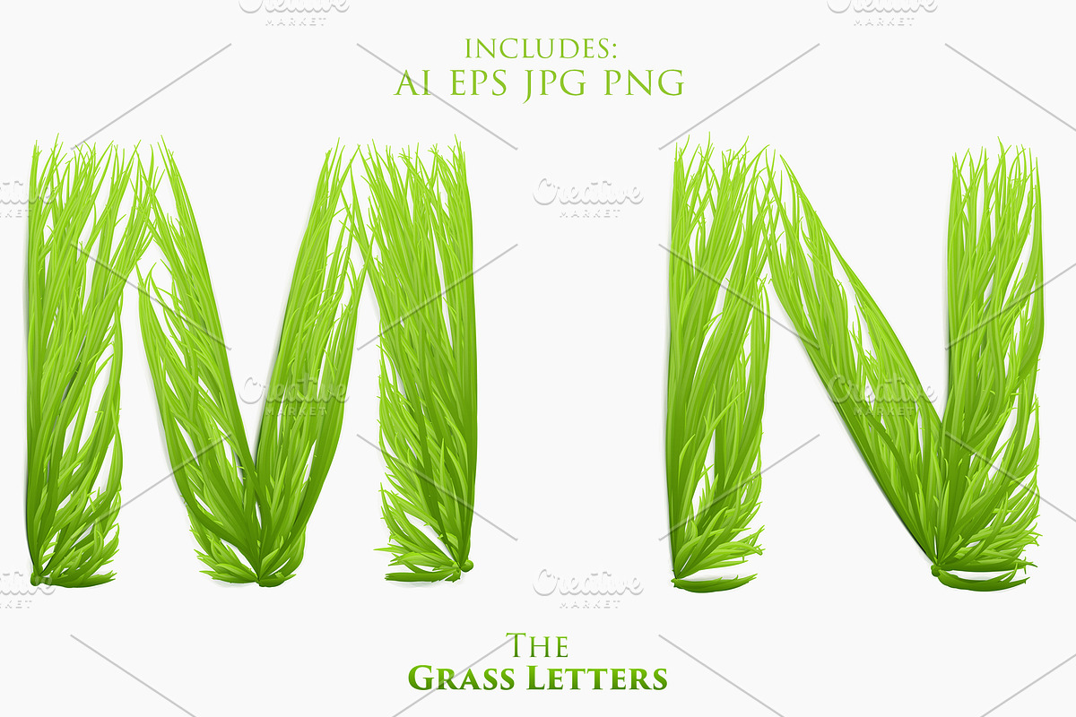 Vector Grass Letters Set, a Decorative Illustration by GarryKillian