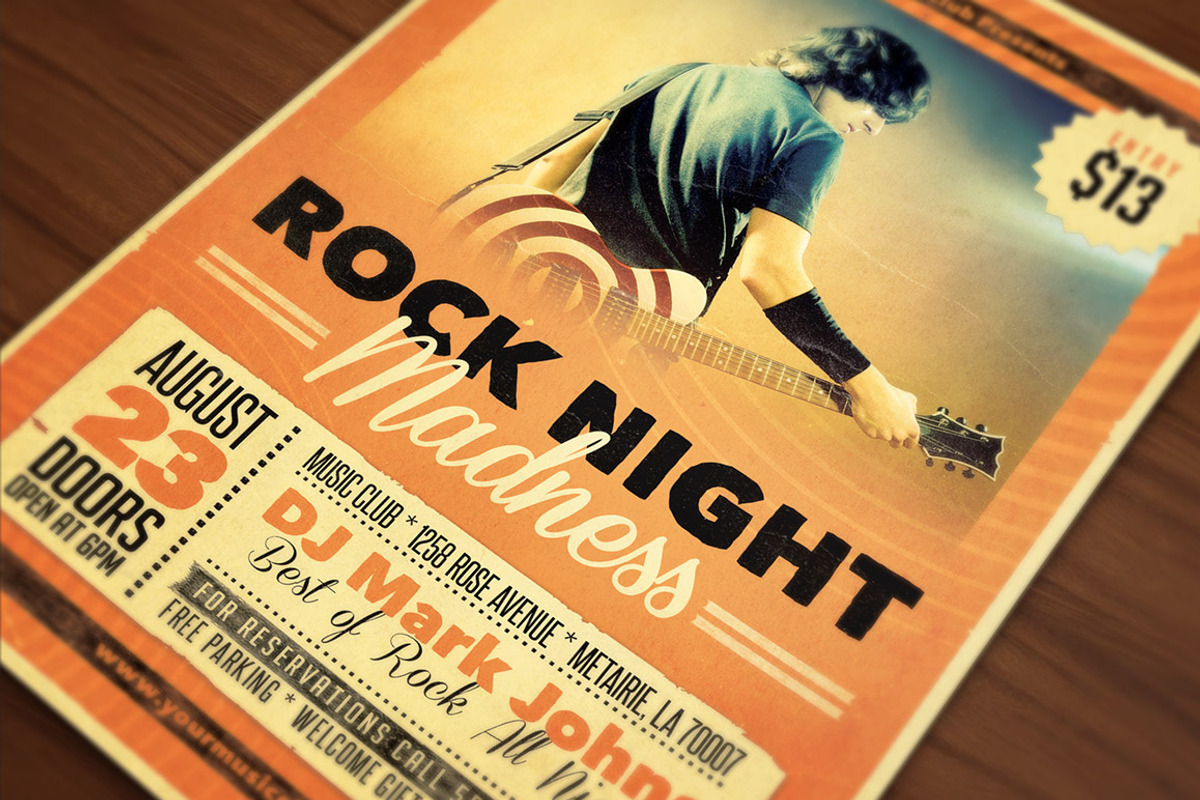Rock Night Grunge Flyer, a Flyer Template by JumboDesign