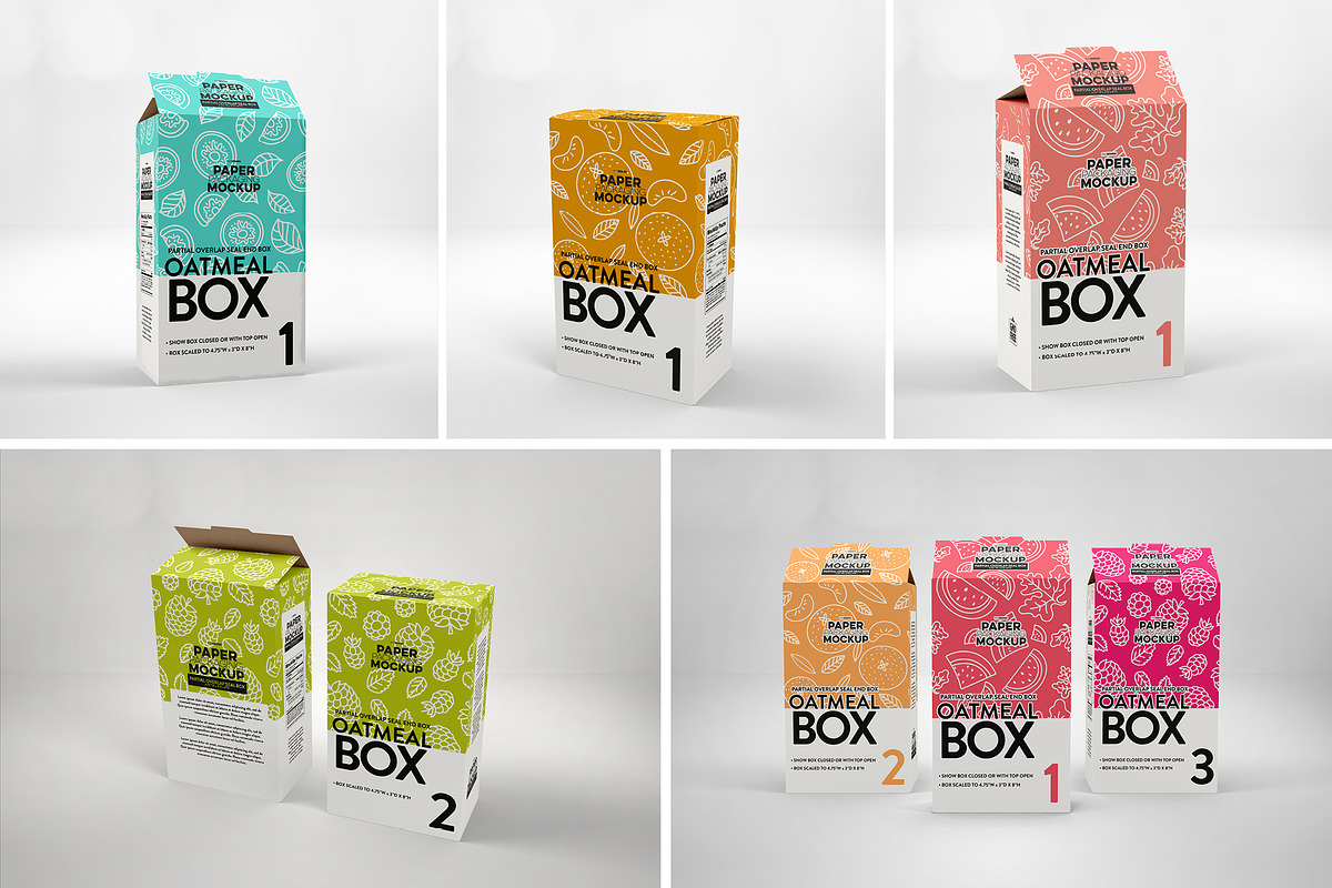 Paper Oatmeal Box Packaging Mockup, a Cups & Container Mockup by INCDesign