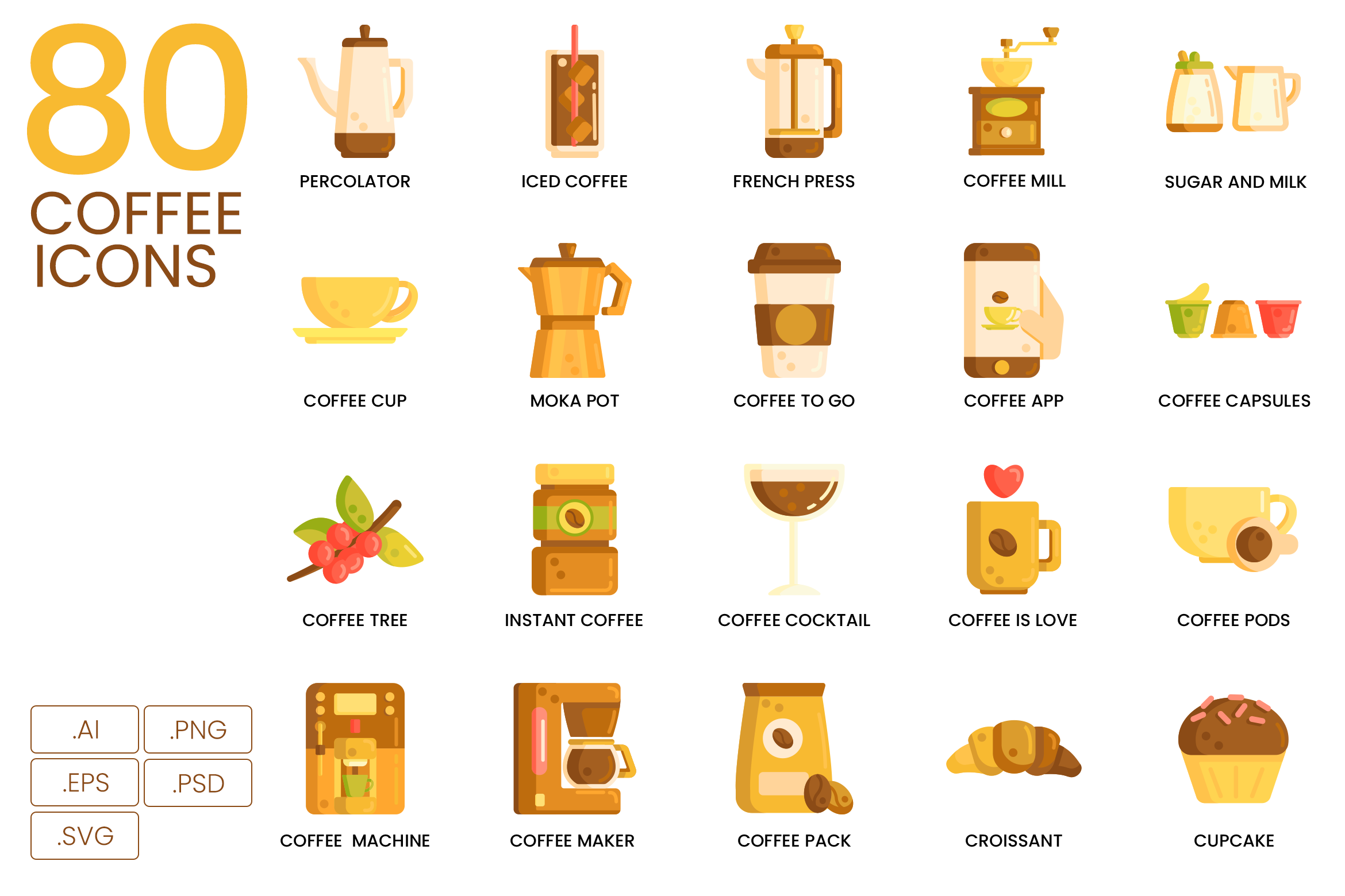 80 Coffee Flat Icons | Caramel, an Icon by Flat Icons