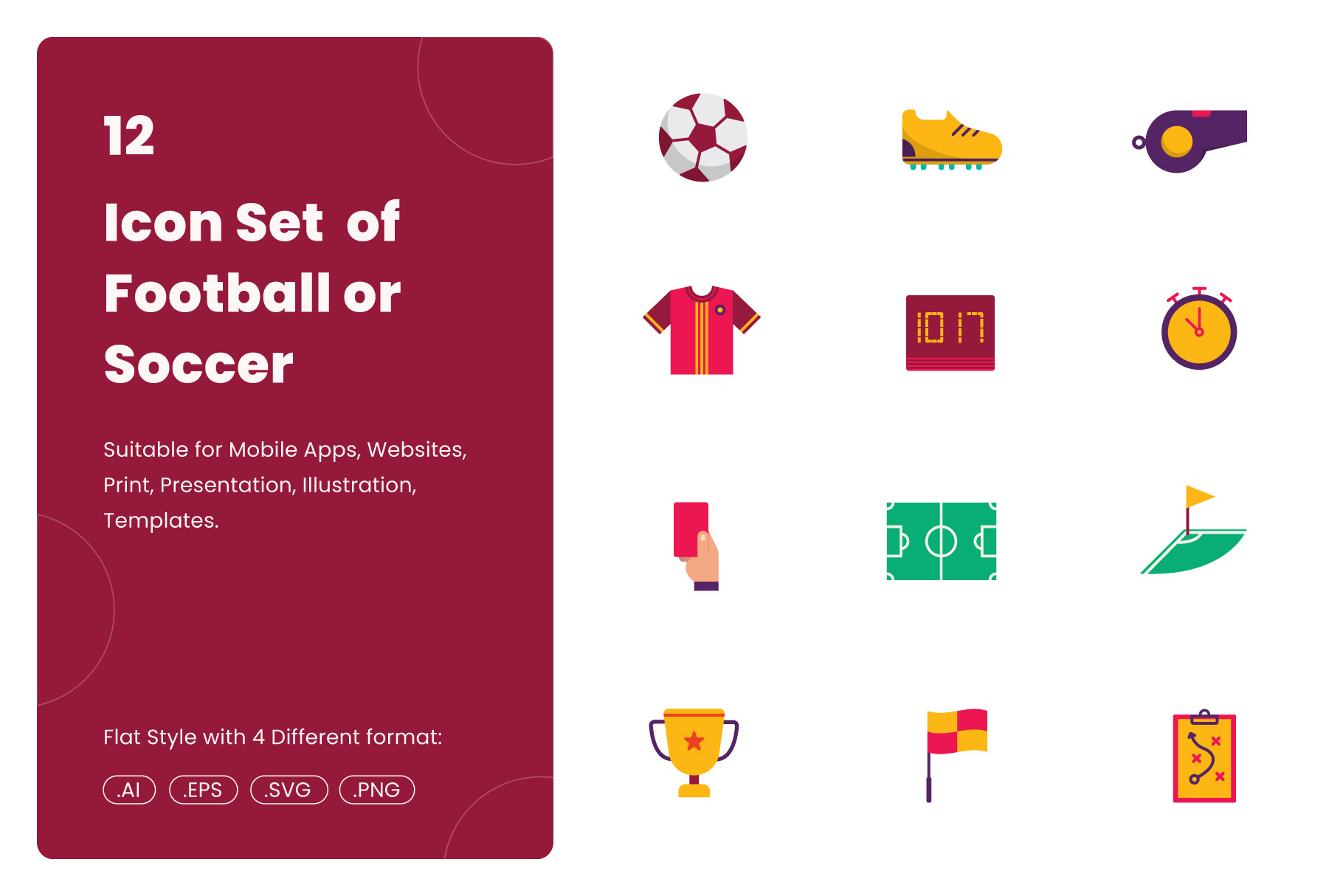 12 Most Common Football Color Icons, an Outline Icon by CatFat Studio ...