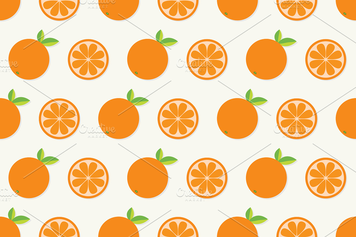 Orange fruit pattern set, a Decorative Illustration by Worldofvector ...