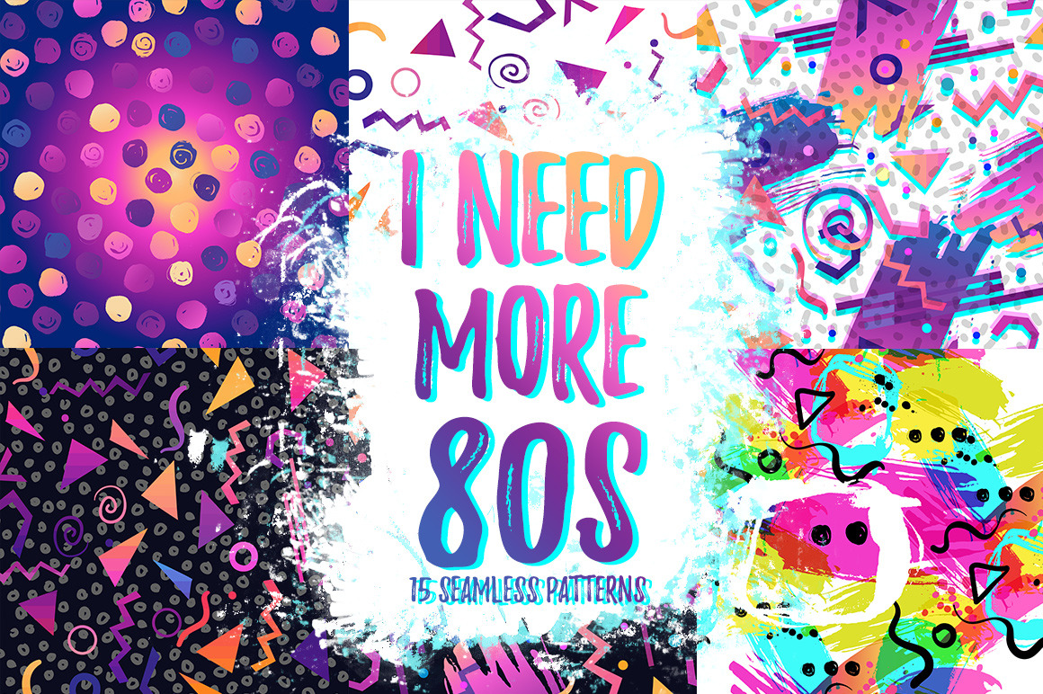 I NEED MORE 80s: 15 seamless pattern, a Pattern Graphic by Varvara Gorbash