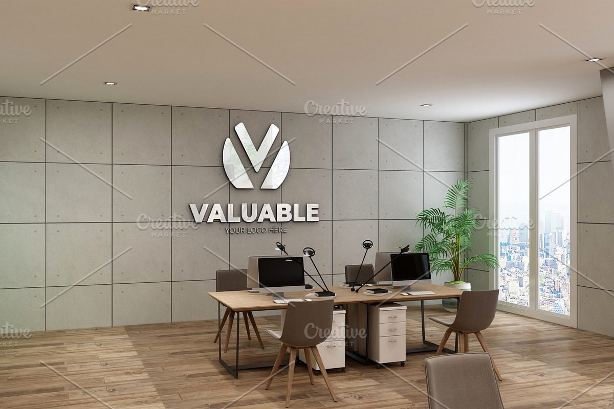 Office Workspace Room Logo Mockup