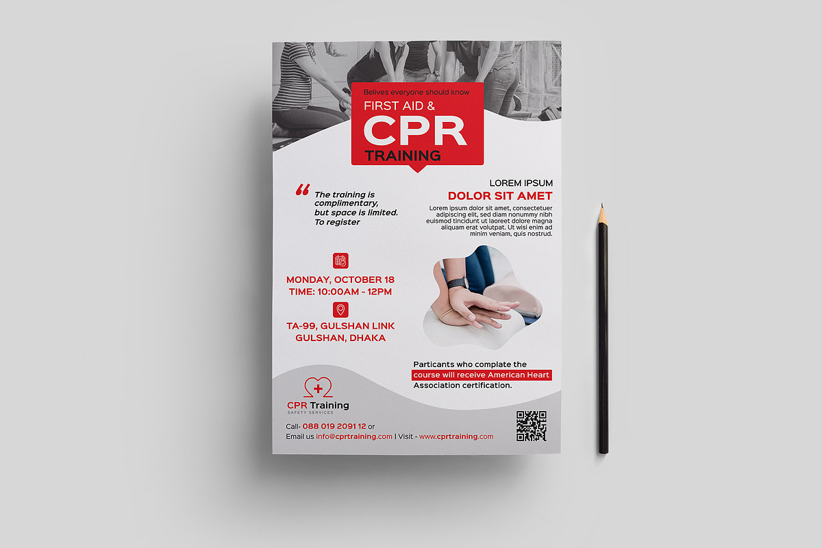 CPR Training Flyer, a Flyer Template by ideaz_sabbir