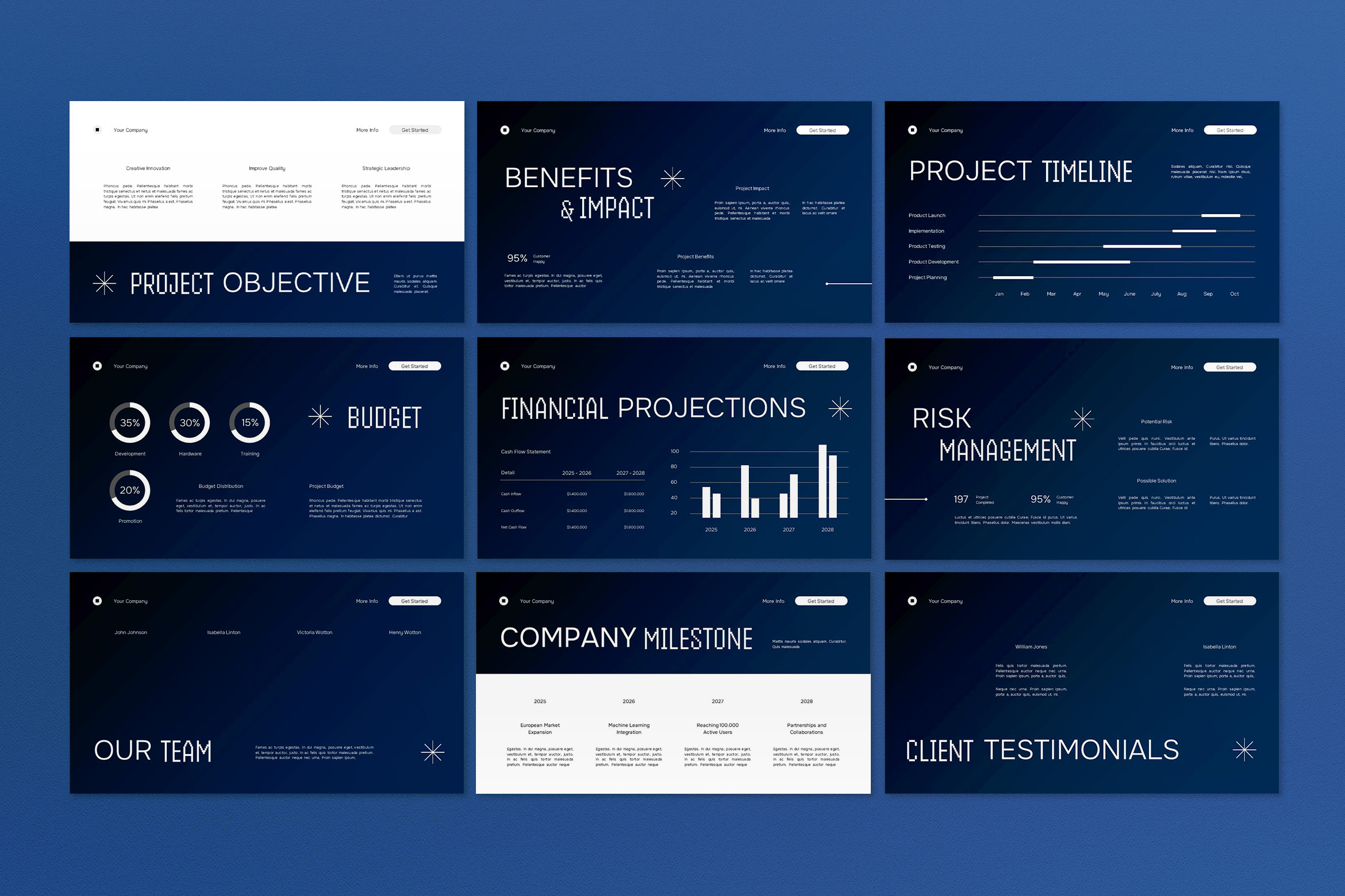 Blue Technology Company PPT, a Presentation Template by graphicook