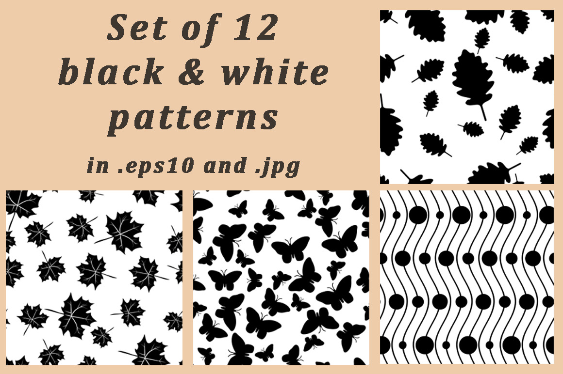 Set of 12 black&white patterns, a Pattern Graphic by Vjom
