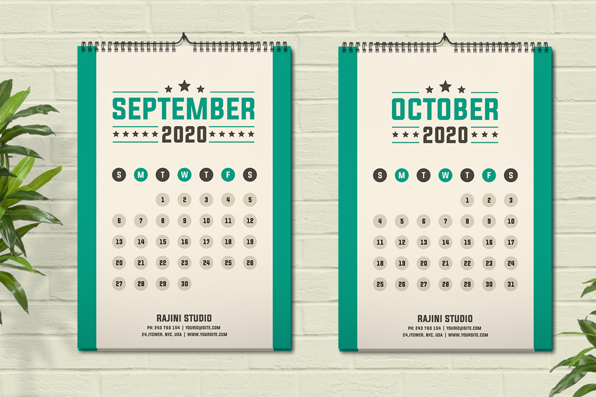 Retro Calendar 2020, a Stationery Template by Jaisivakumar